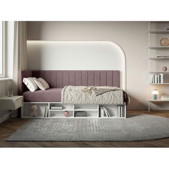 Lit ado avec rangement - VENTRIO - violet- côté gauche - Cdiscount Maison