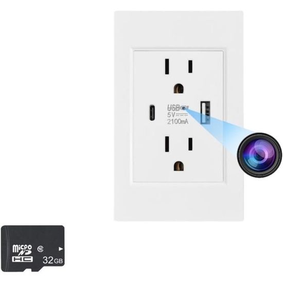 Prise Standard Mini Caméra Wifi Hd 4K Prises De Courant De Surveillance ...