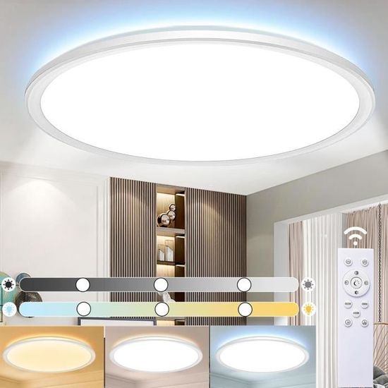 ® Plafonnier Led,24W 3000K-6500K Luminaire Plafonnier Dimmable,3000Lm Luminaire Chambre Rond ...