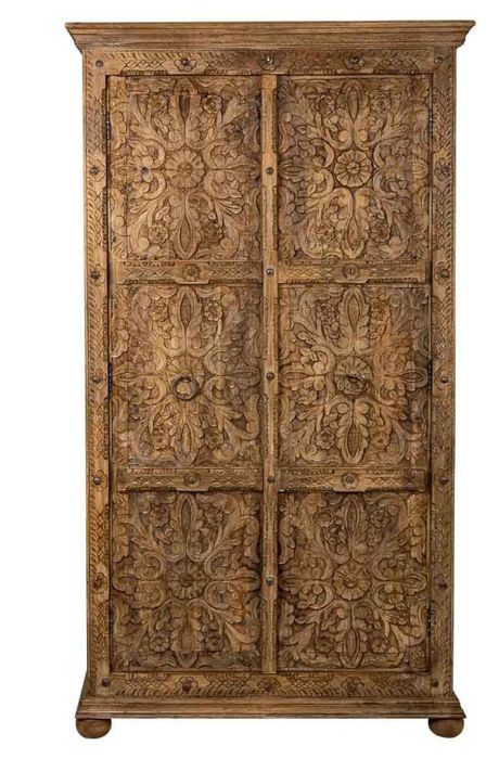 Armoire, placard avec 2 portes en bois coloris naturel - Longueur 102 x ...