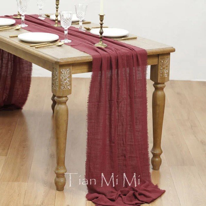 Chemin de Table Rustique en Gaze de Coton,Gril de Salle à Manger,Toile ...