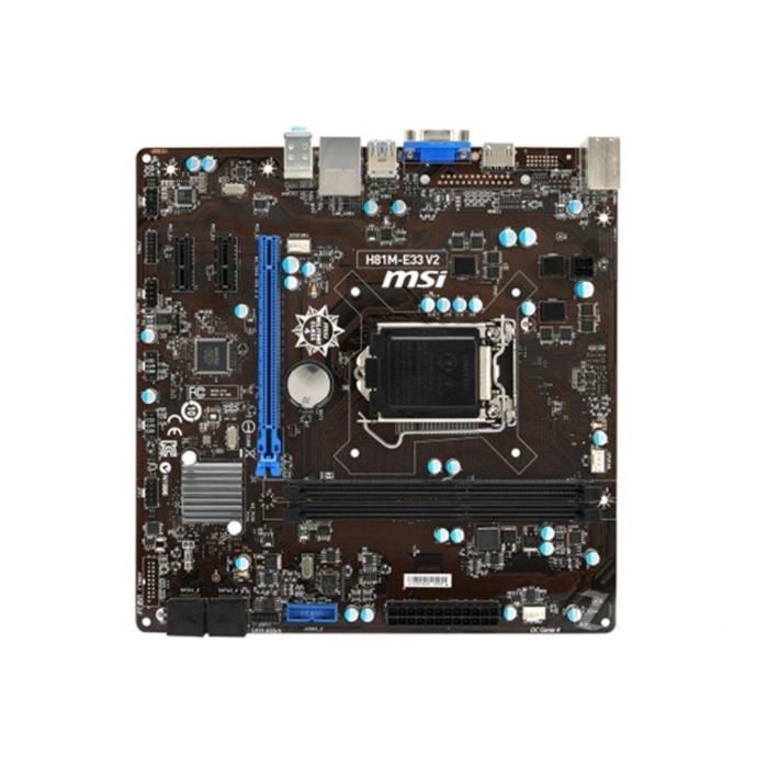 Carte mère MSI H81M-E33 V2 Intel H81 LGA 1150 2xDDR3 SDRAM 16 Go Micro ...