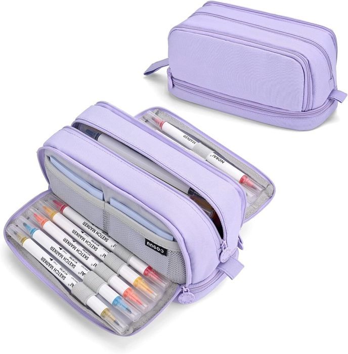 Trousse Scolaire Grande Capacité - Trousse à Crayons 4 Compartiments ...