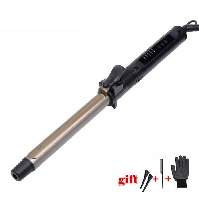 Fer à friser électrique magique pour bigoudi les cheveux, plaque dorée en céramique, outil pour ...