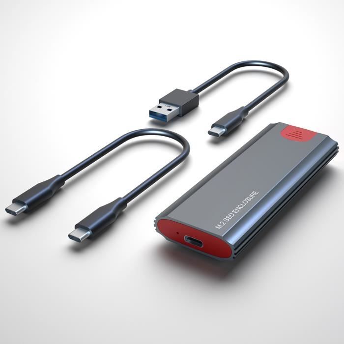 NVME CASE Deux câbles - Boîtier adaptateur M.2 NVMe SSD, boîtier en ...