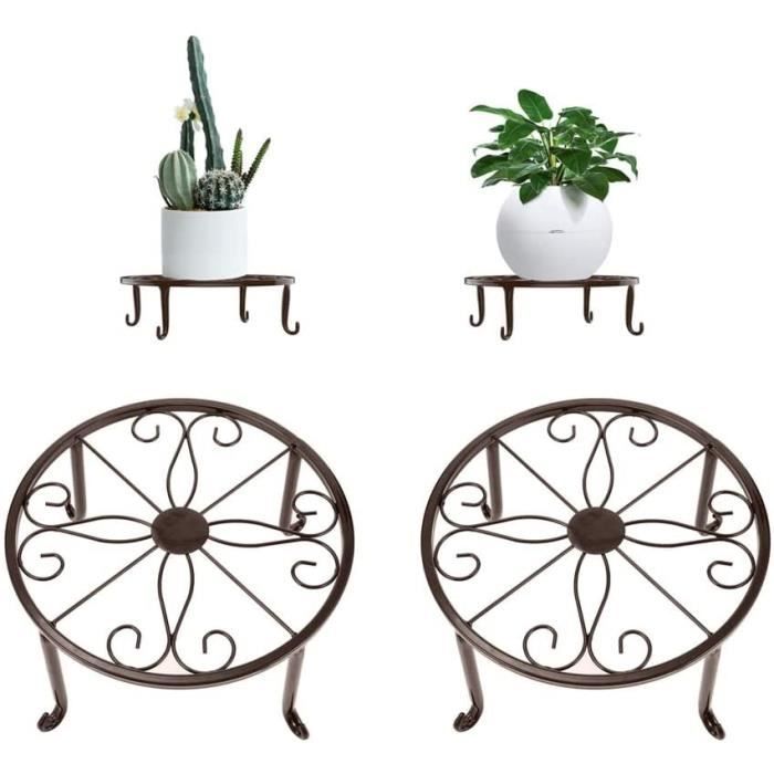 Supports Ronds en Métalpour Pot de Fleurs, 2Pcs Pot de Fleurs Métal ...