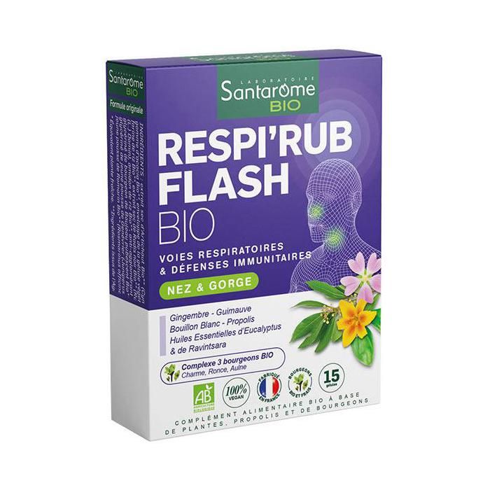 Santarome Bio - Respi'Rub Flash Bio - Nez Gorge - 15 comprimés ...