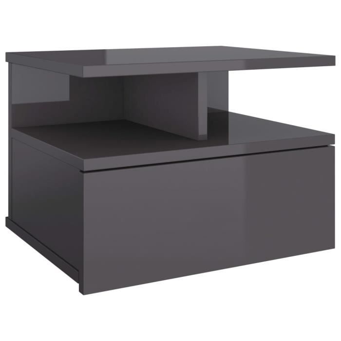 SVP- MODERNE Table de chevet flottante Gris brillant 40x31x27 cm ...