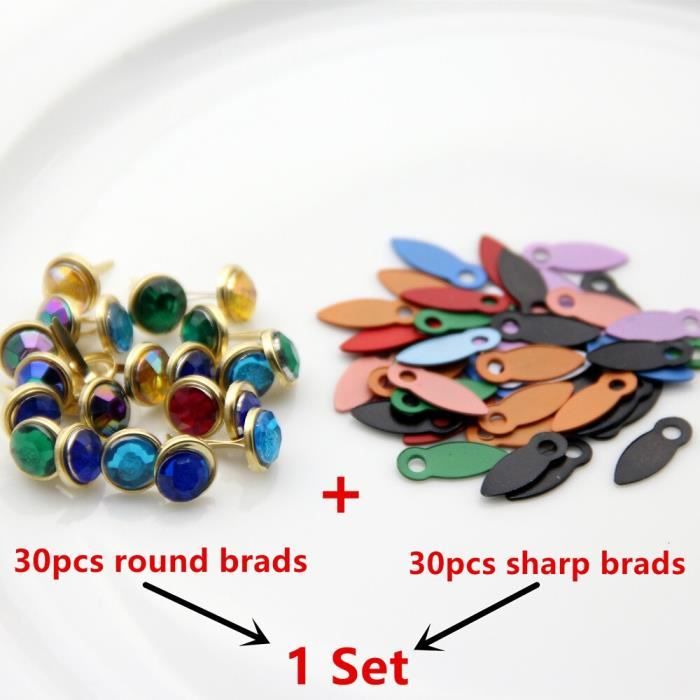 Punaise tableau,60pc strass métal Brads rotatif boutons Photo Album ...