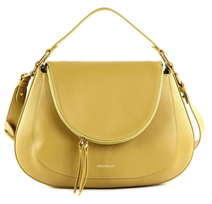 COCCINELLE Sac à main jaune moutarde en cuir pour femme - Coccinelle ...