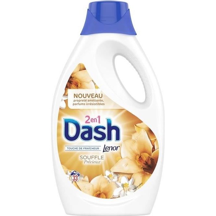 LOT DE 2 - DASH 2en1 Lessive liquide Lenor Souffle précieux 33 Lavages ...