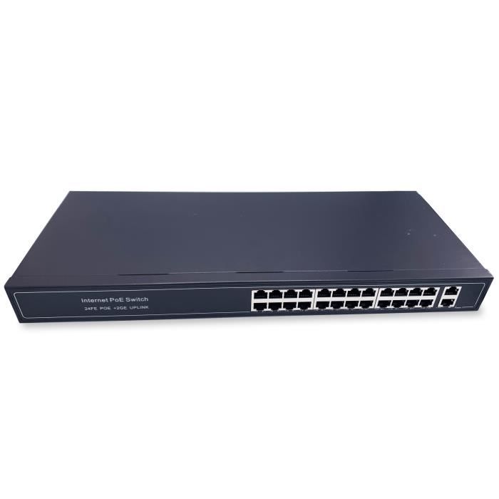 Elfcam® - 24 Ports PoE Ethernet Switch avec 2 Ports Uplink Gigabit ...