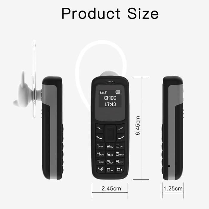 HURRISE Mini téléphone GSM Mini téléphone portable GSM BM30 Pocket GSM, Bluetooth, casque d ...
