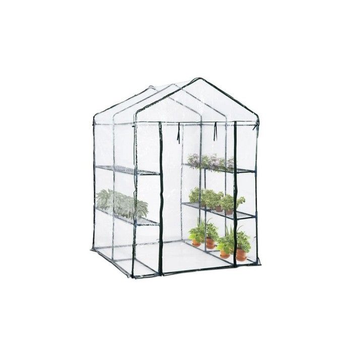 Serre de jardin 4 étagères 143 x 143 x H195cm Bache serre PVC Cadre ...