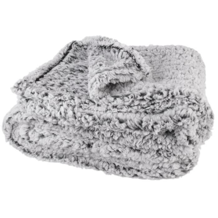 Plaid Sherpa Gris 120 x 150 cm – Design à poils long – Doux et Chaud ...