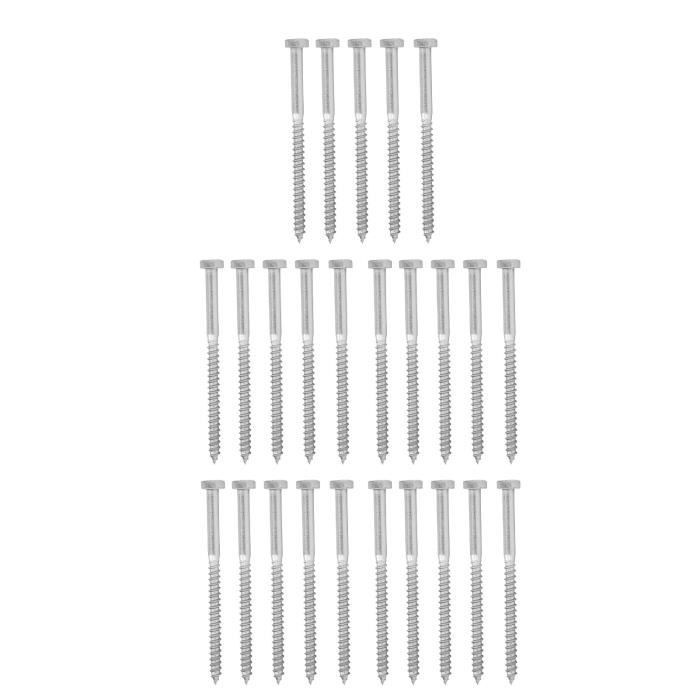 Qiilu vis à tête autotaraudeuse Vis à tête hexagonale en bois à demi-filetage en acier ...