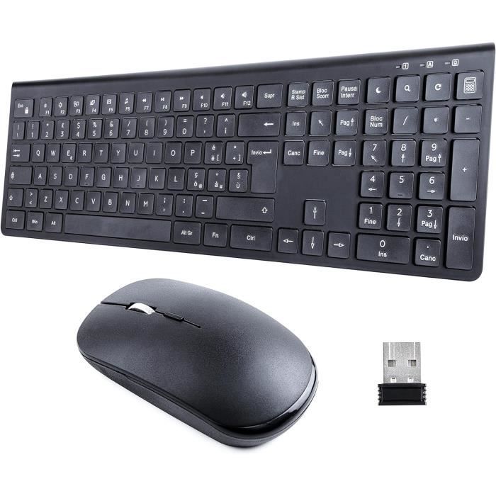 Kit Clavier Et Souris Sans Fil Batterie Rechargeable Intégrée Sans Fil ...