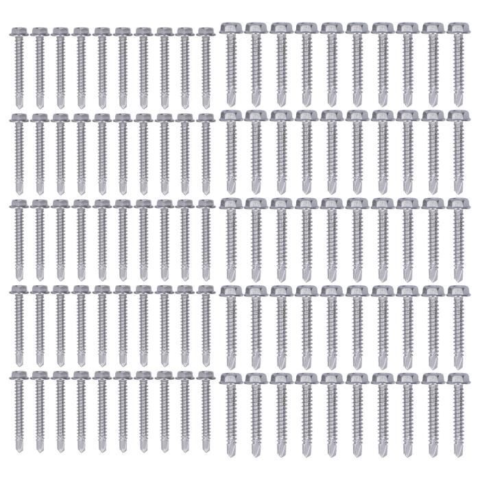 Sonew vis perceuses 100 pièces vis autotaraudeuses vis autoperceuses hexagonales en acier ...