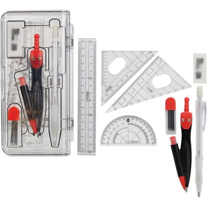 Compas Rapporteur Géométrie Compas 8 pièces Fournitures étudiantes ...