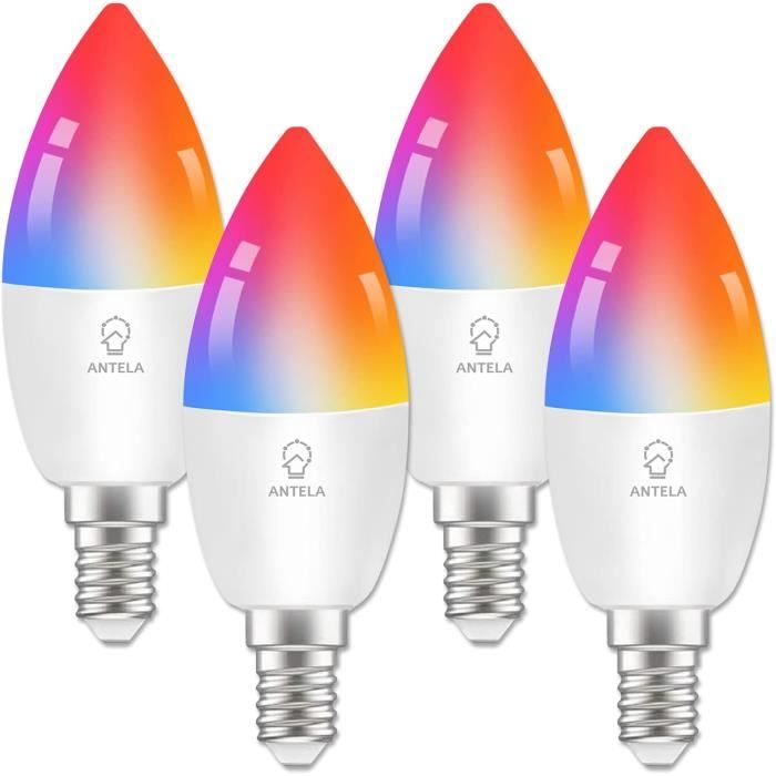 ANTELA Ampoule Connectée WiFi LED E14 4.5W Ampoule Intelligente Compatible avec Alexa et Google ...