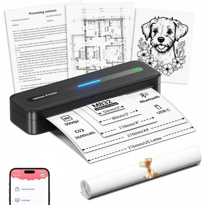 Imprimante mobile A4 pour les déplacements, imprimante thermique ...