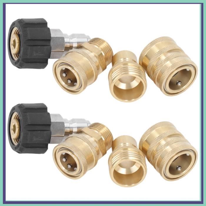 Adaptateur pour nettoyeur haute pression Connecteur Rapide en Métal 8 Pièces pour Lave-auto ...