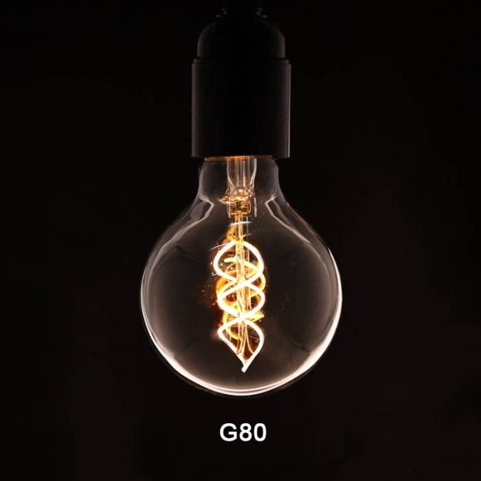 AMPOULE LED,G80--Rétro LED Filament ampoule spirale lumière E27 A60 T45 ...