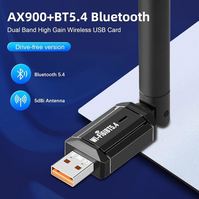 Clé Wlan Bluetooth 2 En 1, Ax900M Clé Wlan Usb Pour Pc Double Bande 2 ...