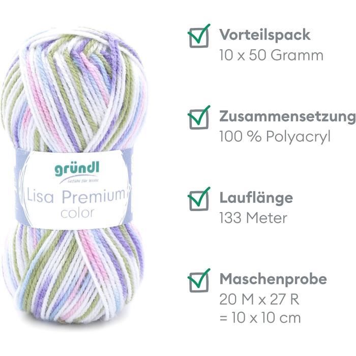 Lisa Premium (Fil À Tricoter Et À Crocheter À Caractère Laineux En 100% ...