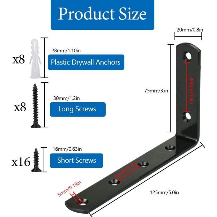Afasoes 4 Equerre Etagère Equerres Fixation Forme L Support Vis Ancres ...