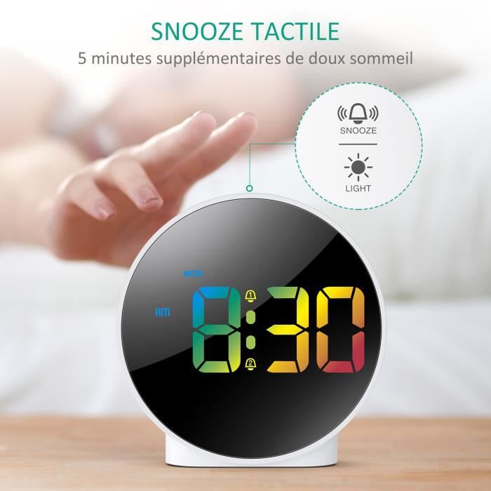Réveil Numérique, Alarm Réveil LED, Snooze, Luminosité réglable, Mode ...