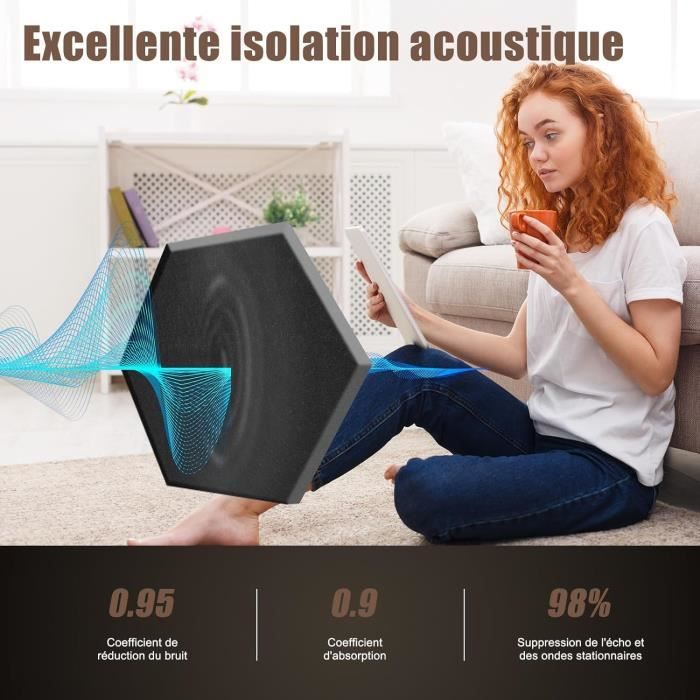 Panneaux acoustiques hexagonaux, paquet de 12 panneaux muraux ...