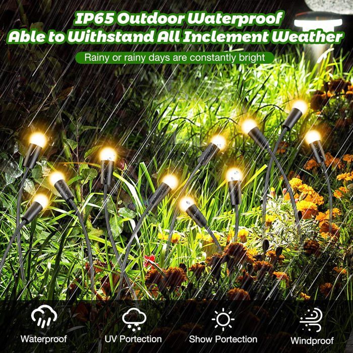 Lucioles Solaire Jardin, 4 Pièces 8 LEDs Lampe Solaire avec 8 Modèle Télécommande, IP65 Étanche ...