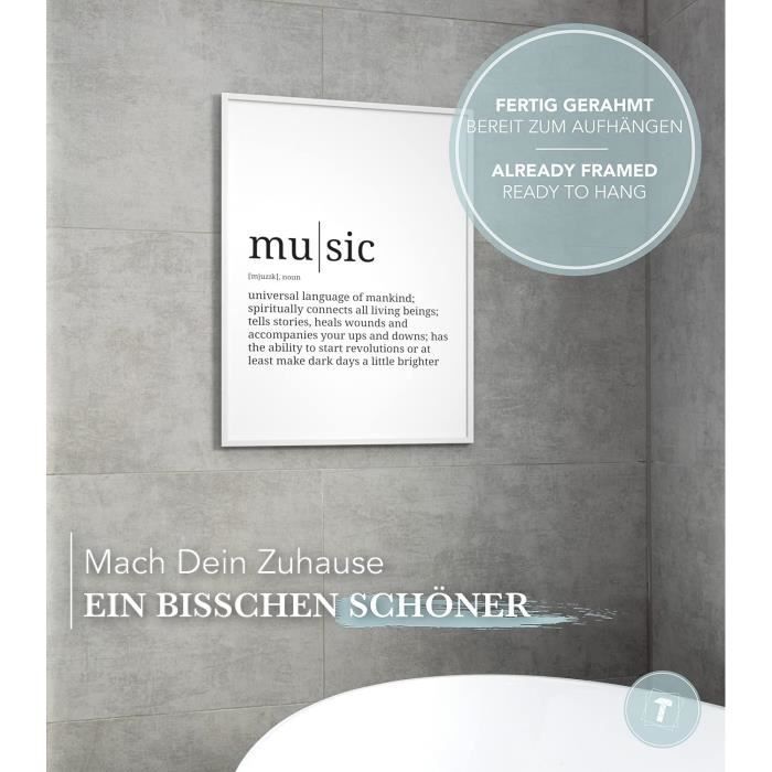 Définition Music, A4 Encadré En Bois (Blanc) Décoration Murale Pour ...