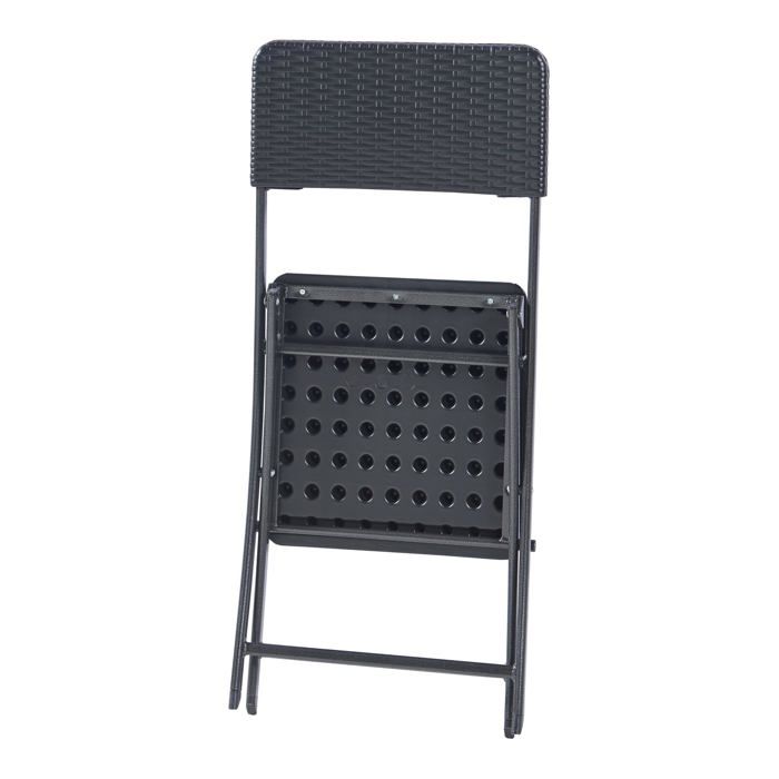 Lot de 2 chaises pliantes Mark 81 x 45 x 58 cm effet rotin noir ...