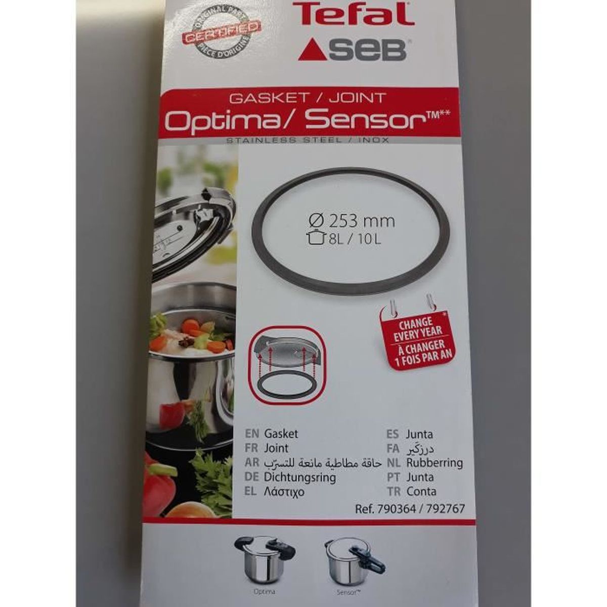 JOINT DE COCOTTE SEB OPTIMA SENSOR 8L/10L INOX - SA-790364 DIAMETRE ...