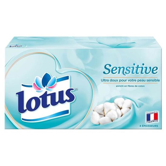 Lotus Sensitive - Mouchoirs Boîtes x 80 - Lot de 4 - Cdiscount Au quotidien