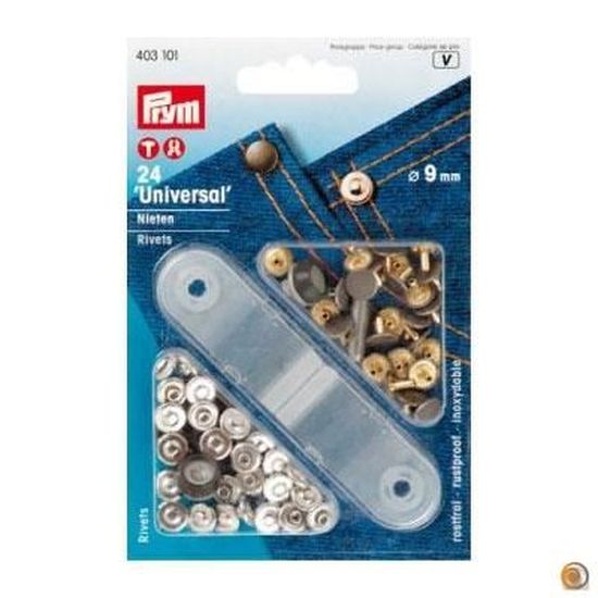 Rivets - PRYM - 9 mm - Laiton Argenté - Outil Inclus - 24 pièces ...