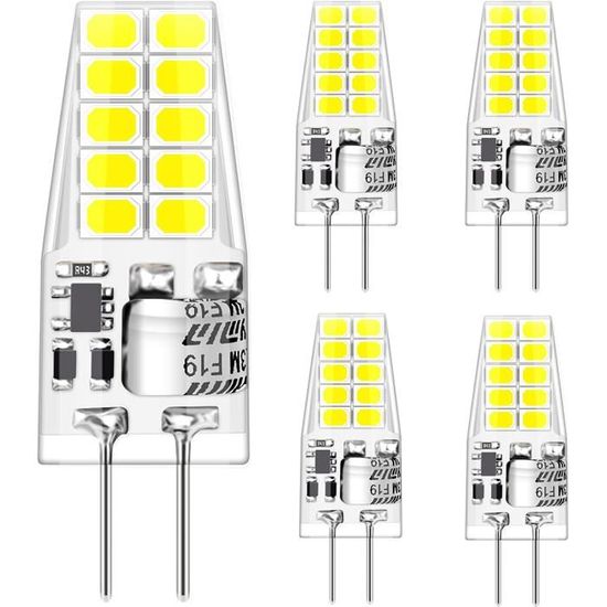 Auting Ampoule LED G4 3W 12VAC-DC, Blanc Froid 6000k 3W 300Lm, Ampoules d'éclairage équivalent à ...