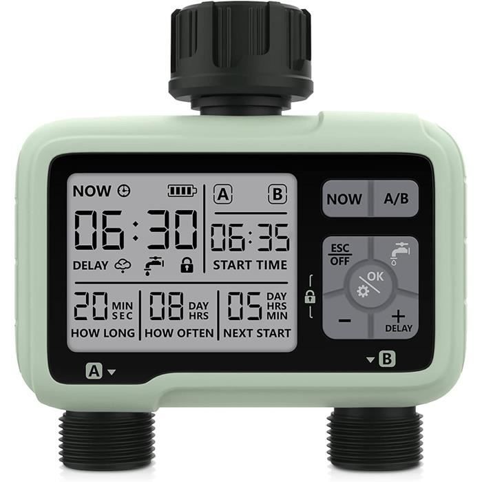 2 Voies Programmateur Arrosage Automatique Minuteur Arrosage Pour Jardin Programmateur Robinet ...