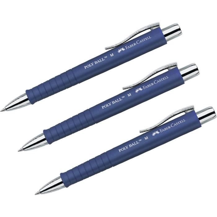 Poly Ball 241151 Lot De 3 Stylos À Bille Rétractables Bleu 0,5 Mm M ...
