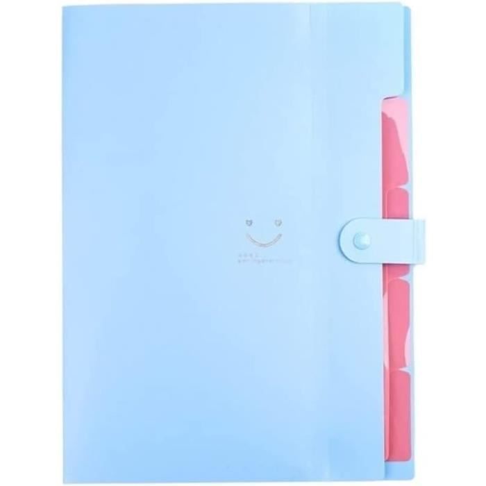 Classeur De Poche 4 Couleurs A4 Kawaii Smile Classeur Étanche 5 Couches ...
