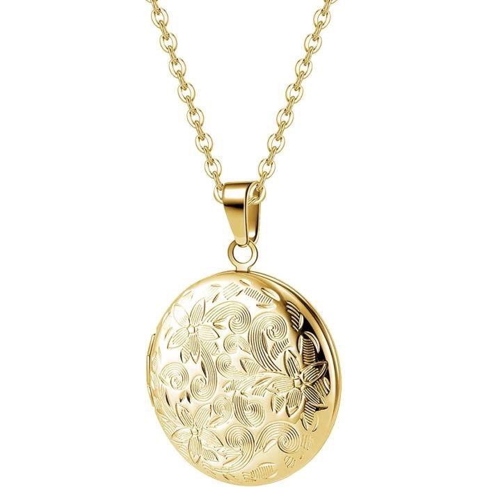 Collier Photo Rond Femme Homme Médaillon Pendentif Médaille Gravure ...