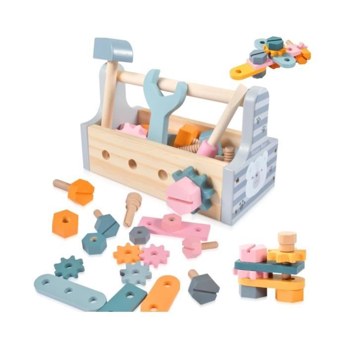 Boîte à Outils Enfant - Jouet de Construction - 21 pièces - Bois Non ...