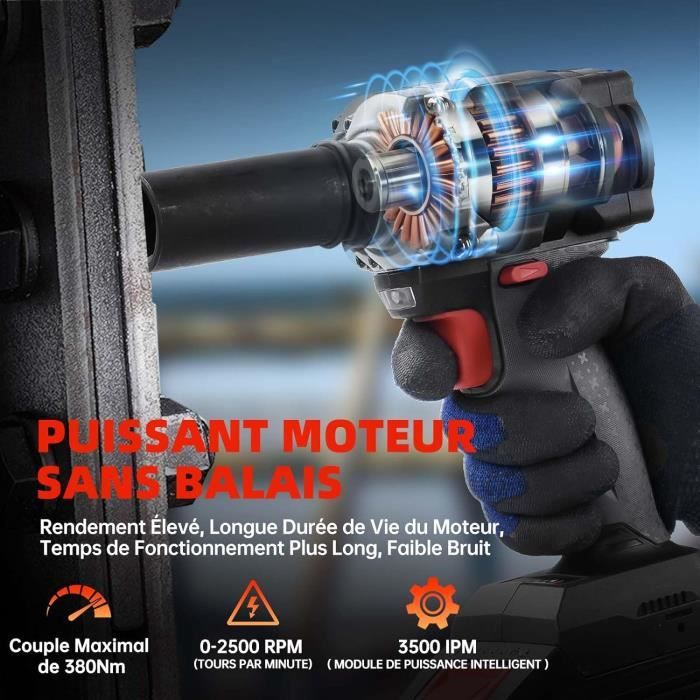 ZKH Visseuse a Choc Sans Fil Moteur Brushless 20V,Cle a Choc 450Nm ...
