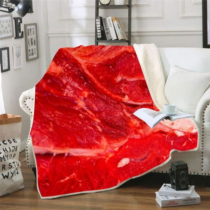 Plaid Polaire 220X240 Cm Adulte Viande Rouge 3D Adulte,Douce Flanelle ...