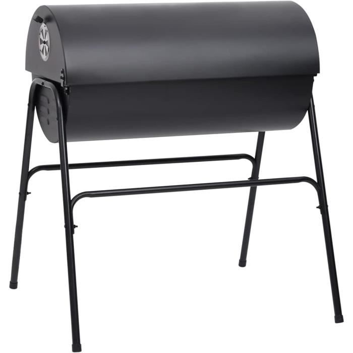 Gril à Baril - BBQ Baril - 80x95x90cm - Acier Noir - Multifonctionnel ...