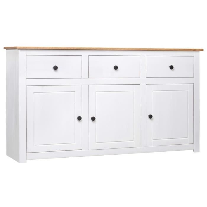 Buffet Bahut BINGO - Armoire salon Contemporain - Blanc 135x40x80 cm ...