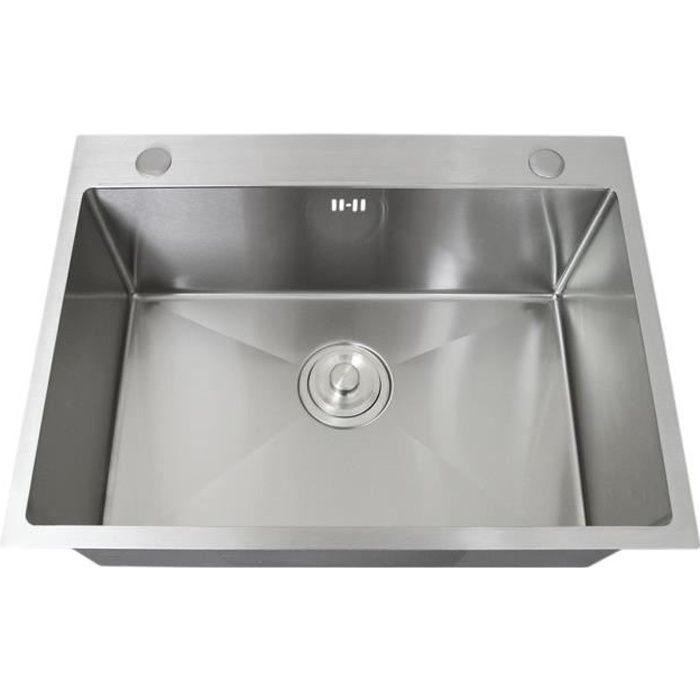 Evier Simple Cuisine Inox Carré Finition Satiné - KuKoo - 1 Bac - Sans ...