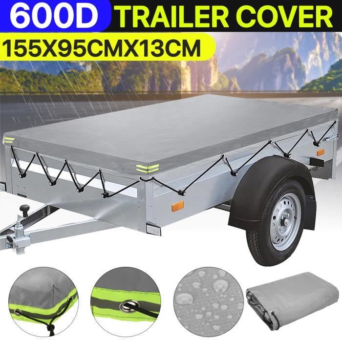 Housse de Remorque étanche Avec Ceinture en Caoutchouc 155x95x13cm Gris ...